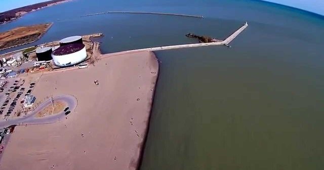 Main Beach, Port Stanley - aerial view : Port Stanley (Port Stanley ...